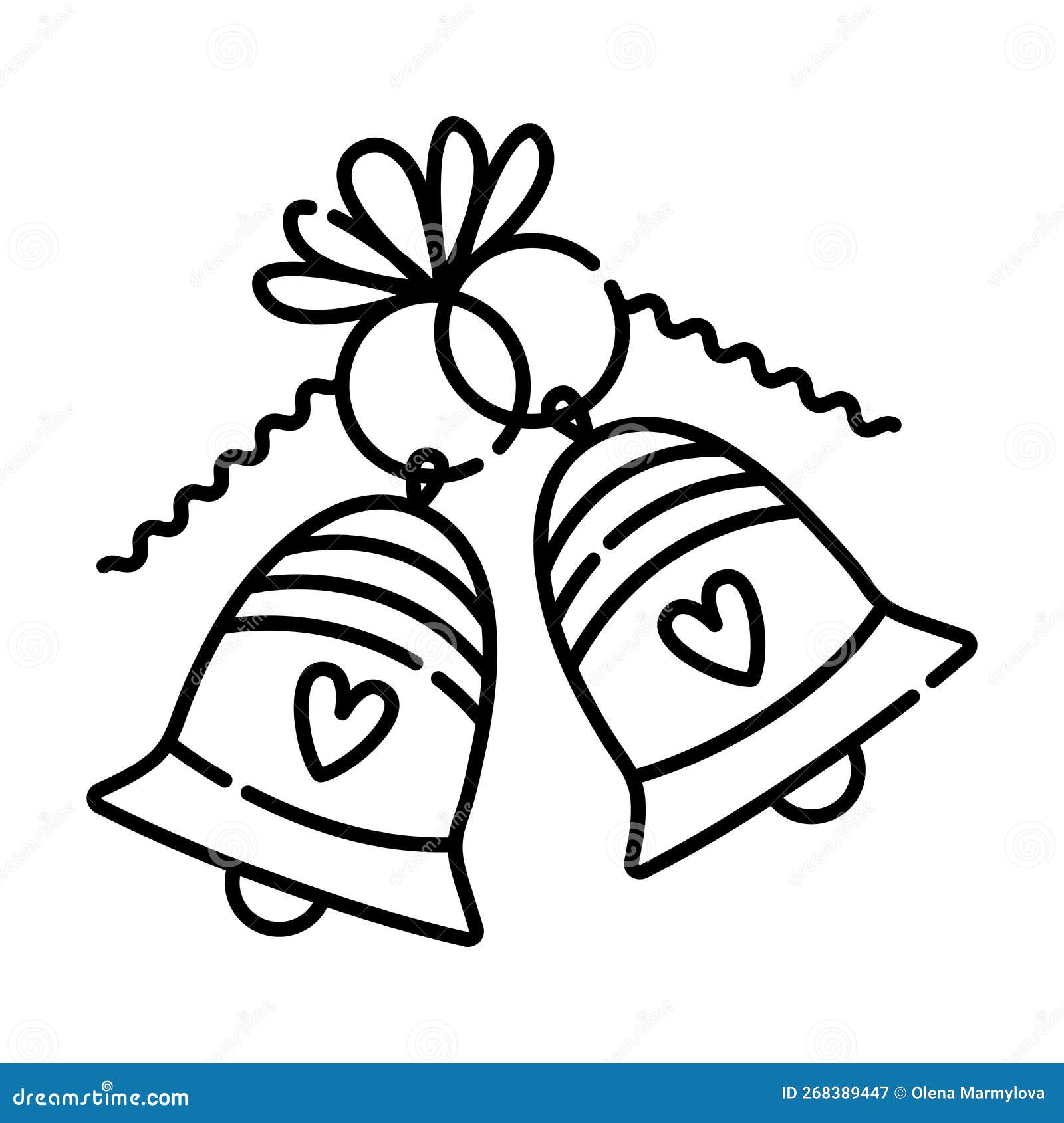 Two Bells, Line Illustration Stock Vector - Illustration of vector ...