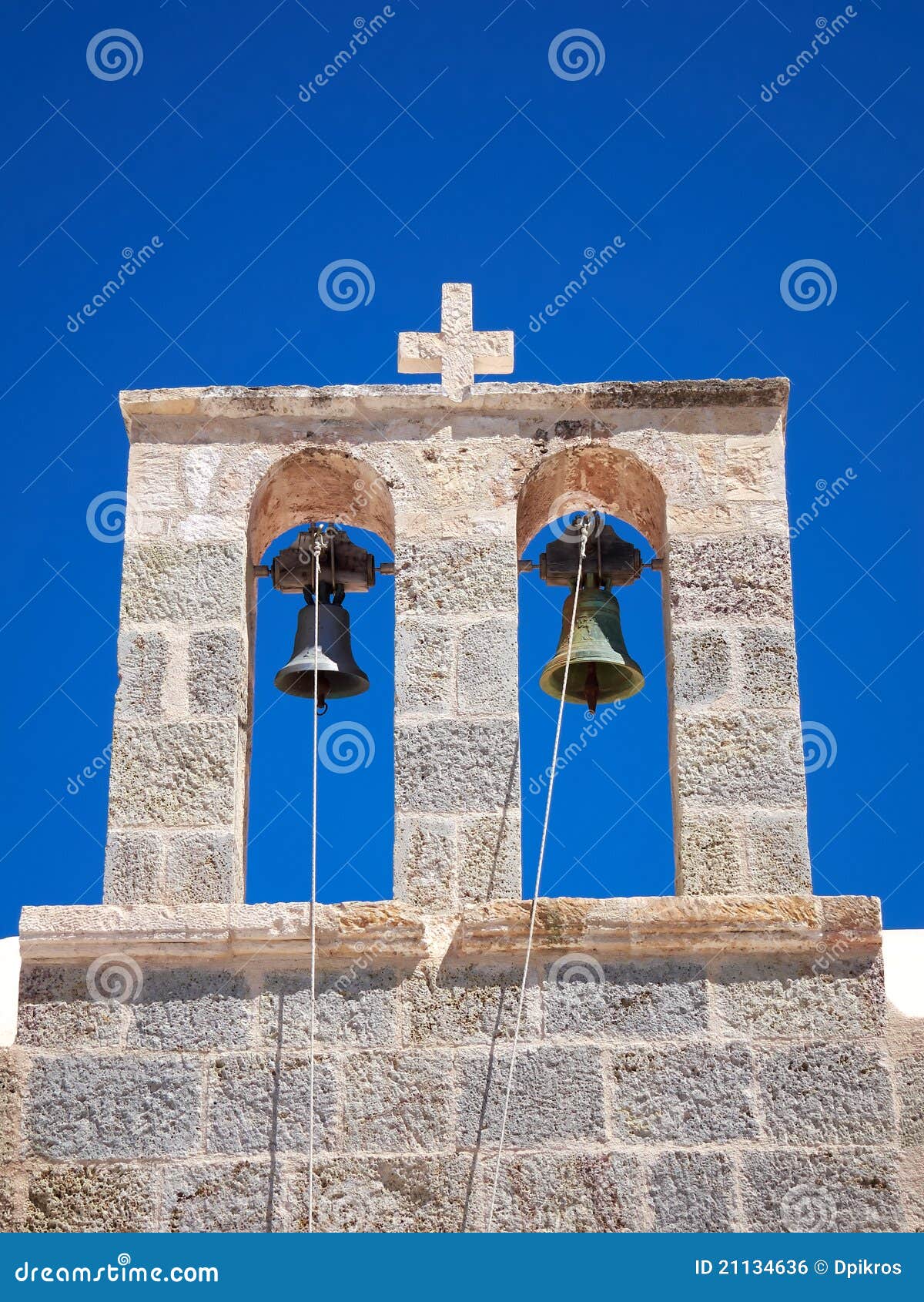 Two bells on a steeple stock photo. Image of background - 21134636