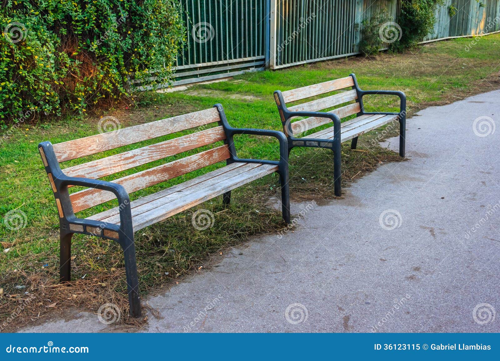 Two bench stock image. Image of color, park, footpath - 36123115