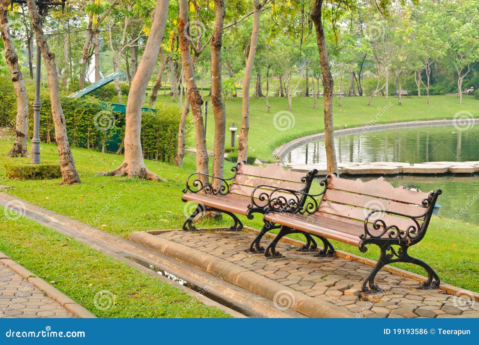 Two benches stock photo. Image of grass, peaceful, garden - 19193586