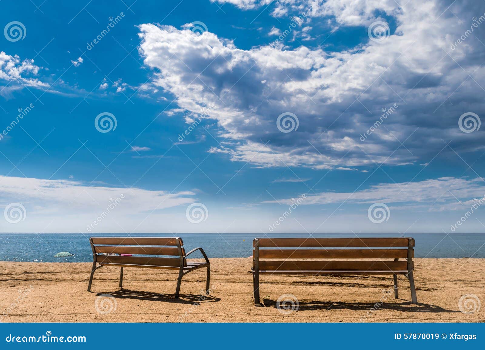 Two benches at beach stock image. Image of coastal, resort - 57870019