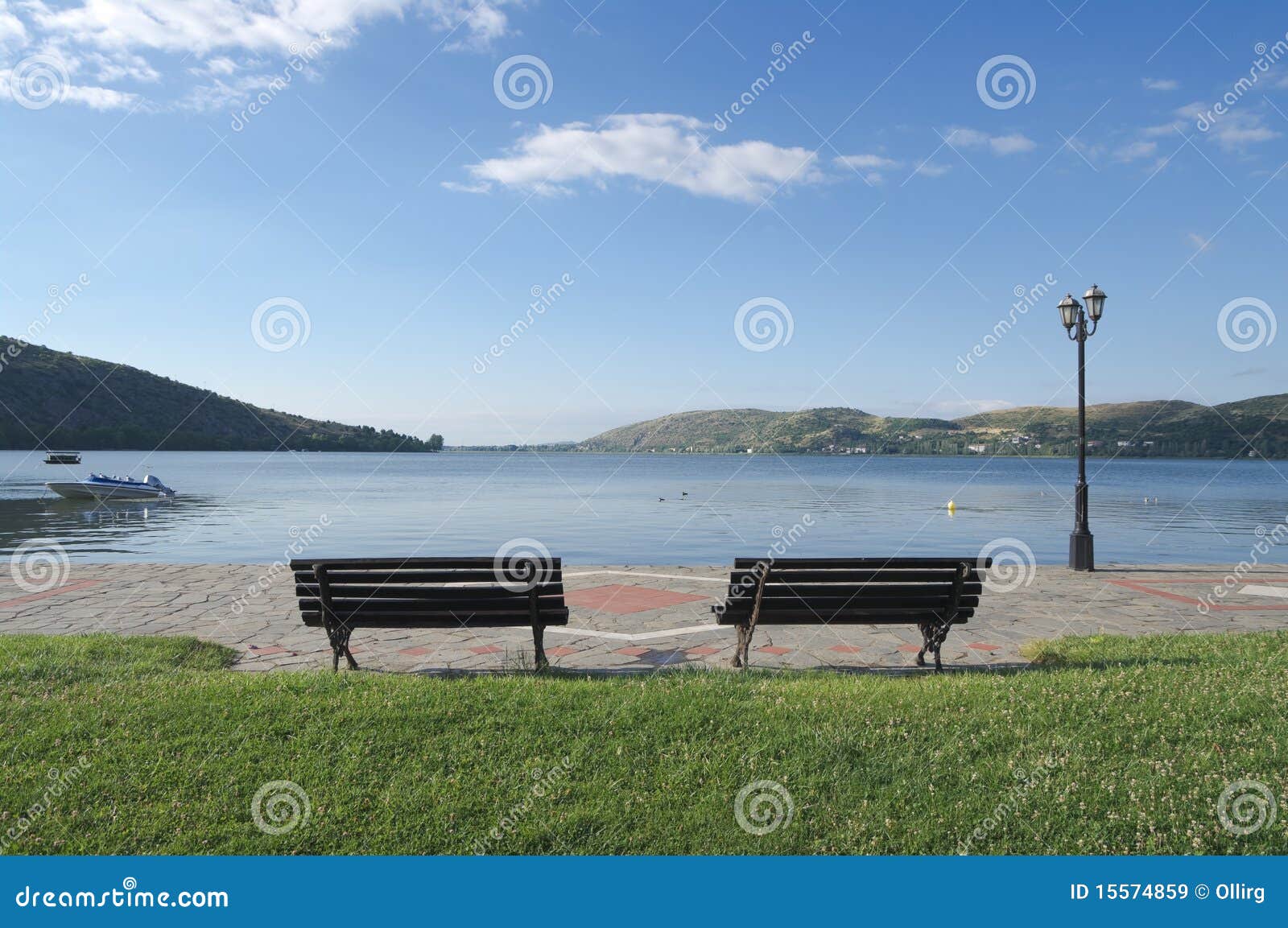 Two Benches with a Beautiful View Stock Image - Image of beautiful ...