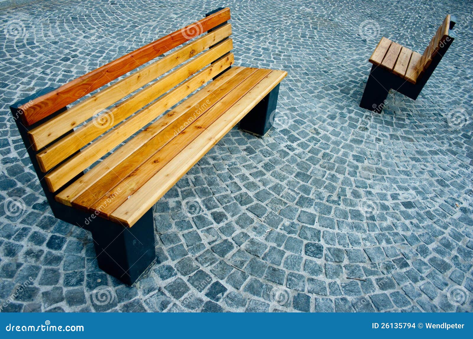 Two benches in a park stock photo. Image of copy, metallic - 26135794