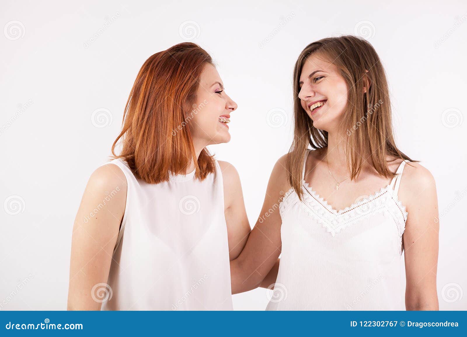 Two Best Female Friends Looking at Each Other Stock Image - Image of ...