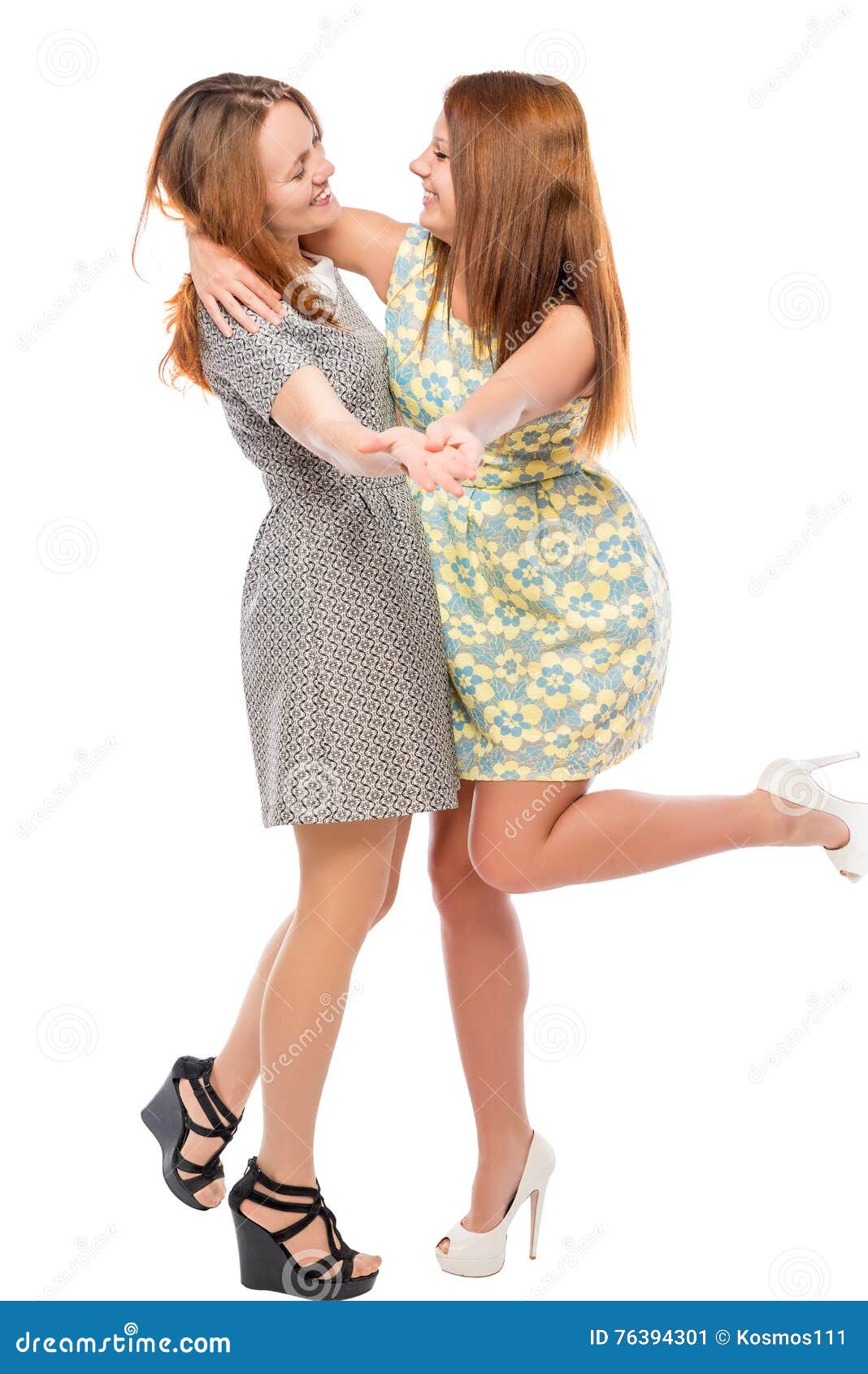 Two Best Friends are Dancing on a White Background Stock Image - Image ...