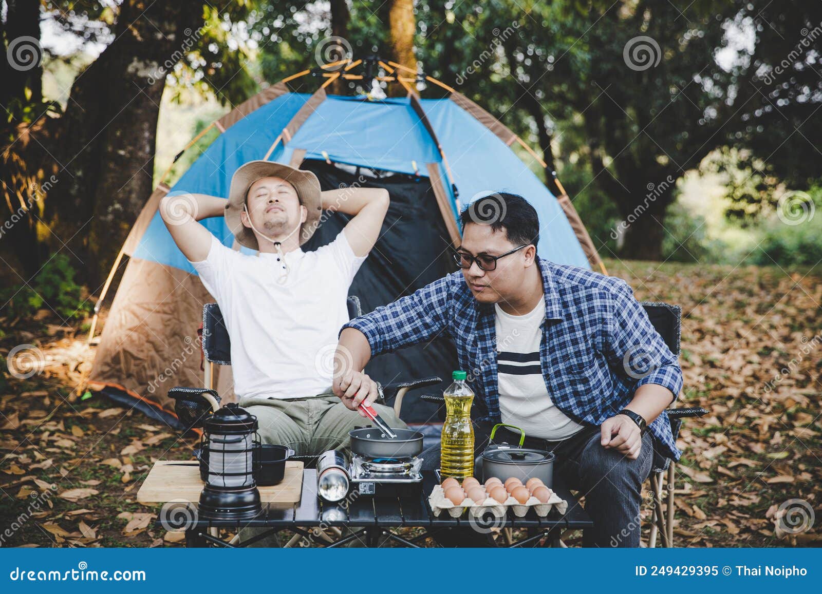 Two Best Friends Go Camping Stock Image - Image of mature, nature ...