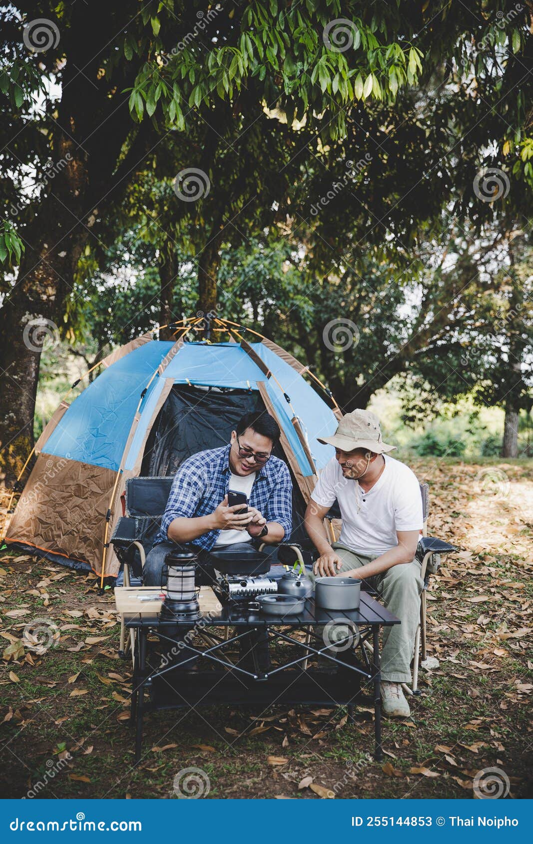 Two Best Friends Go Camping Stock Image - Image of equipment, breakfast ...