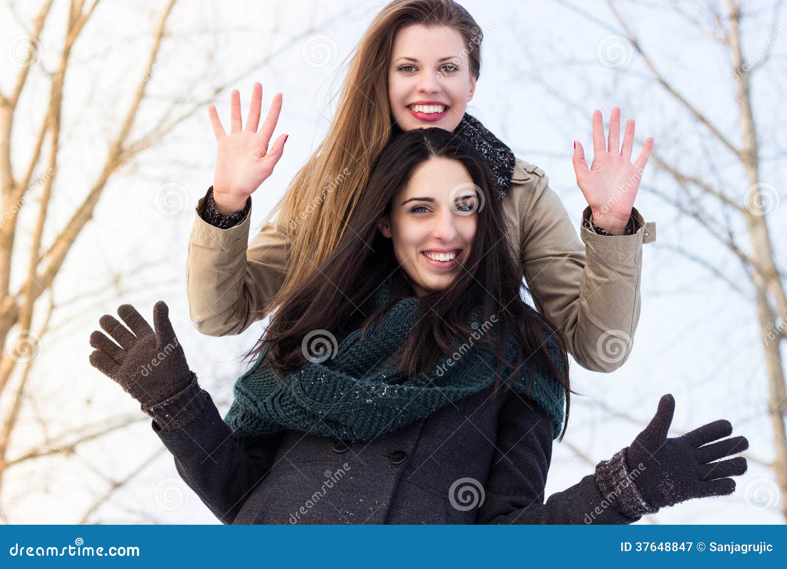Two best friends waving stock image. Image of enjoyment - 37648847