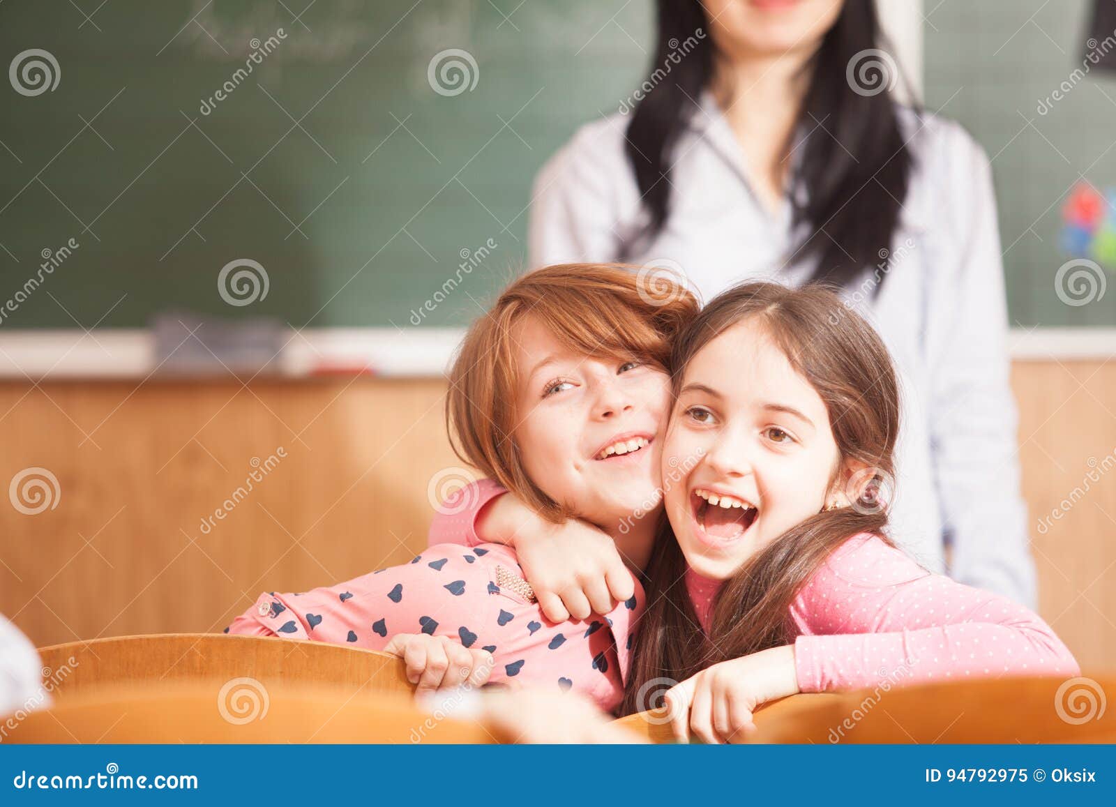 Two Best Girlfriends Hugging Stock Image - Image of lovely, cheerful ...