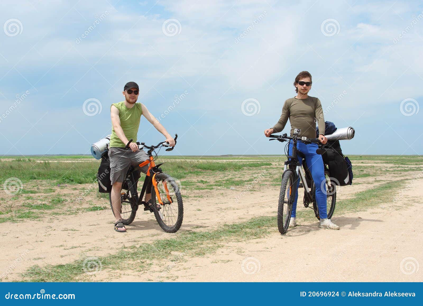 Two Bicycle Tourists Standing on Road Stock Photo - Image of smile ...