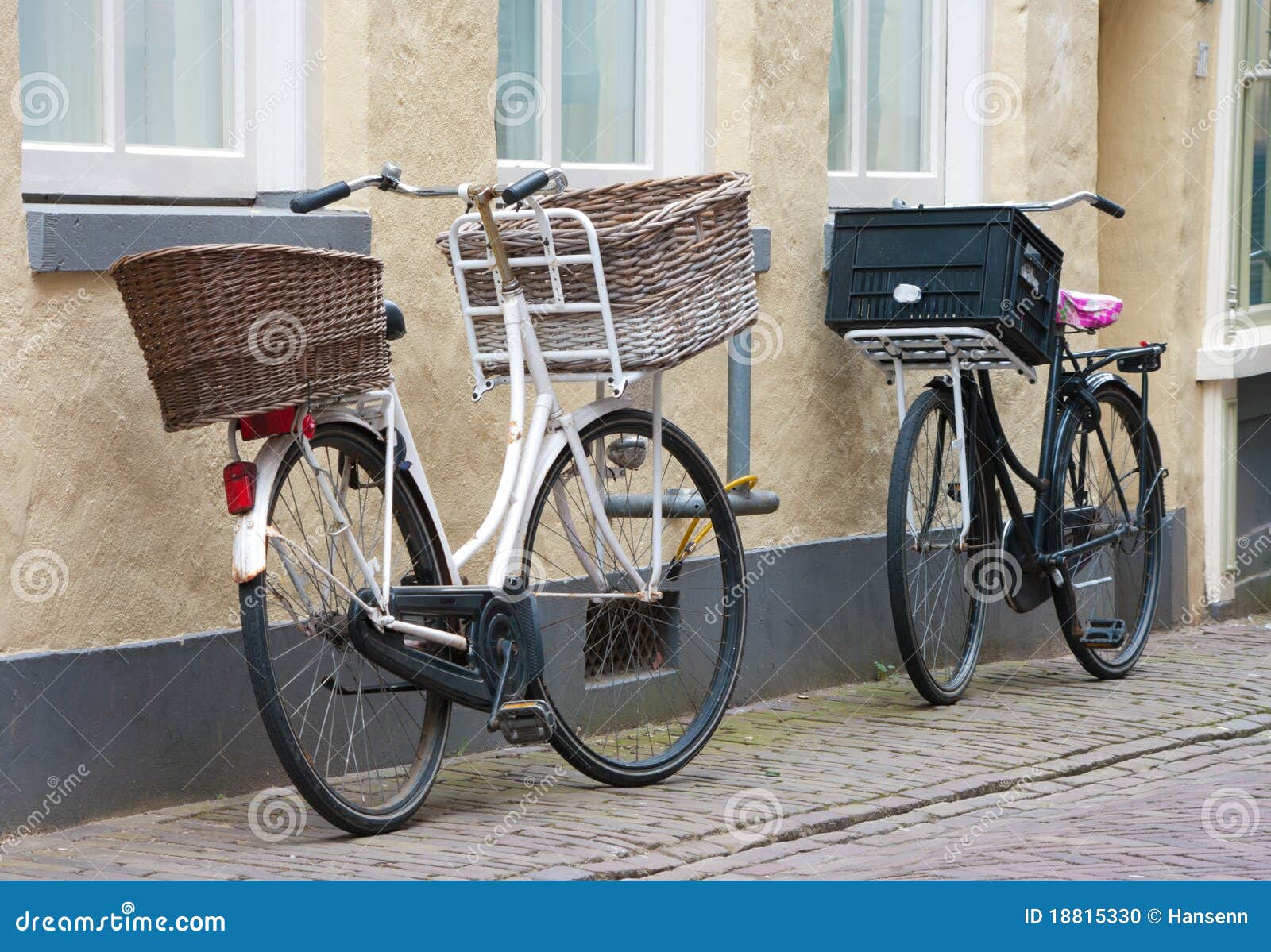 Two bicycles with baskets stock photo. Image of healthy - 18815330