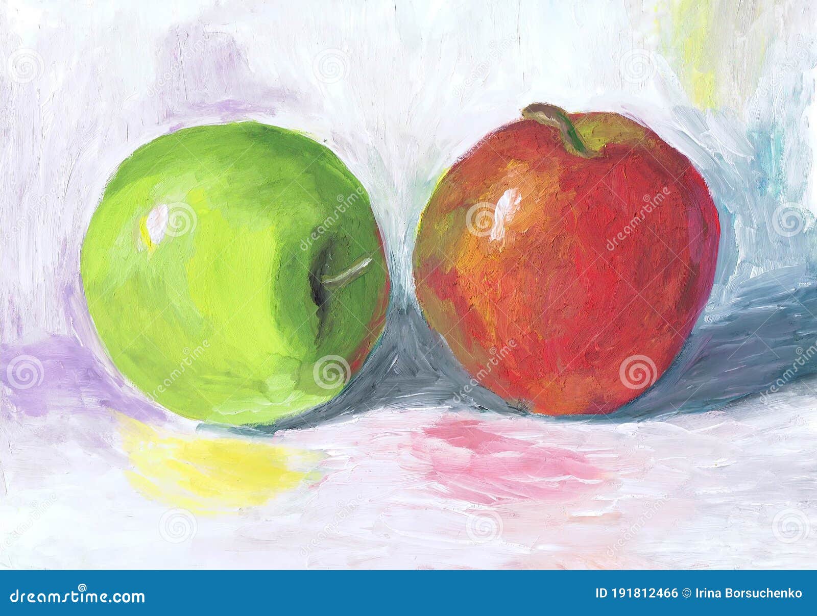 Two Big Apples. Children`s Drawing Stock Photo - Image of shade ...