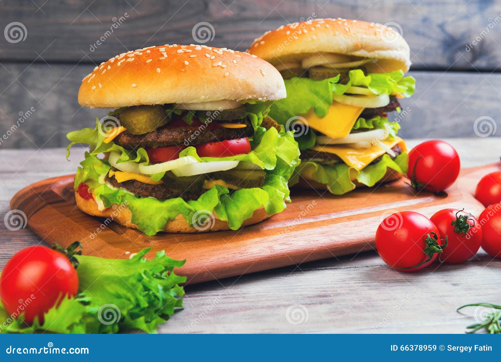 Two Big Cheeseburger Deluxe Stock Image - Image of classic, meat: 66378959