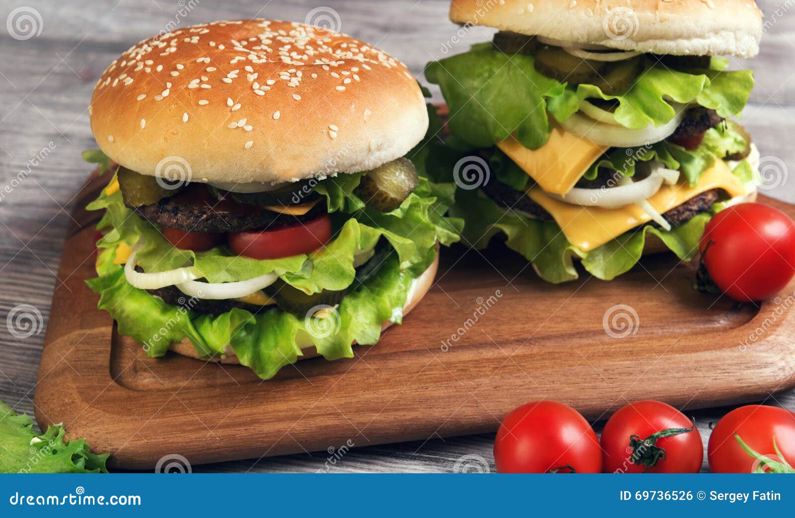 Two Big Cheeseburger Deluxe Stock Photo - Image of cherry, diet: 69736526