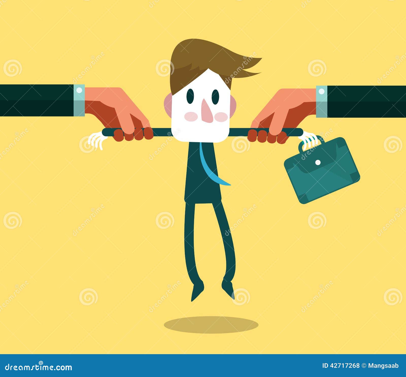Two Big Hand Snatching a Businessman. Human Resources Concept. Stock ...
