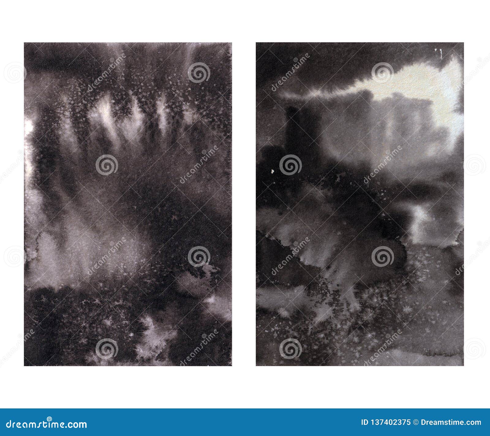 Two Monochrome Wet Inc Texture Effect Patterns Royalty Free Stock
