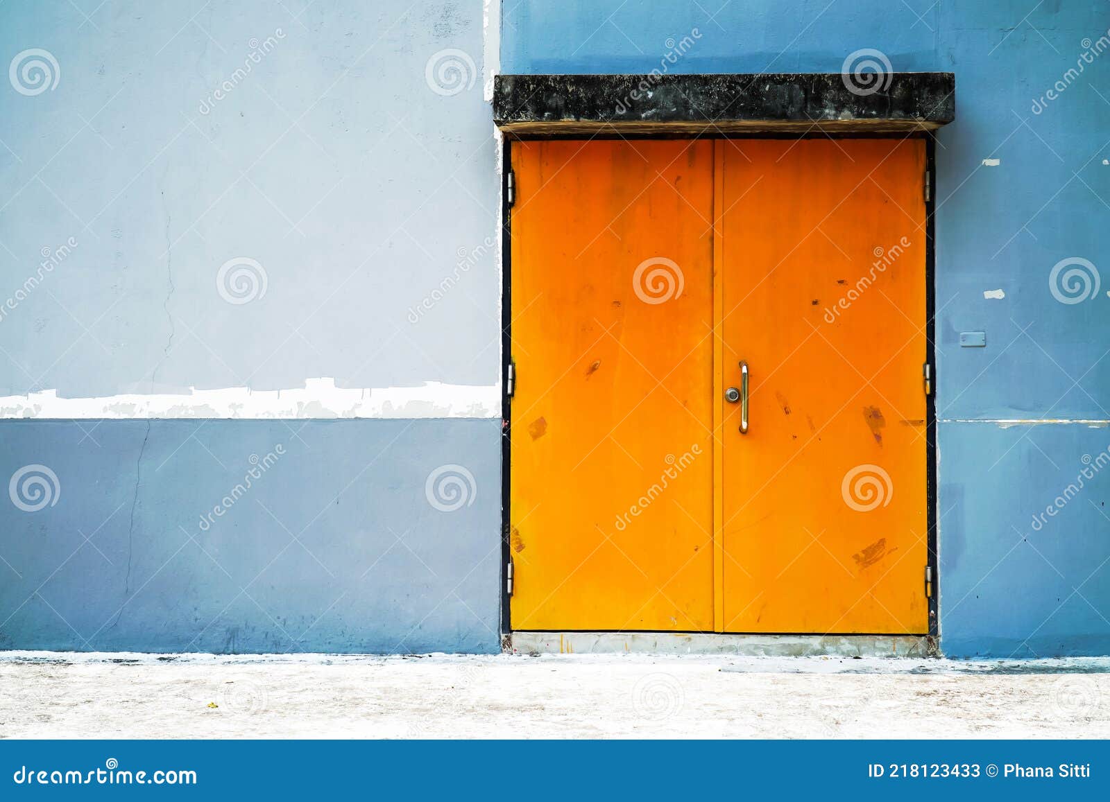 Two Big Old Barn Door with Concrete Wall Background Texture. Old Big ...
