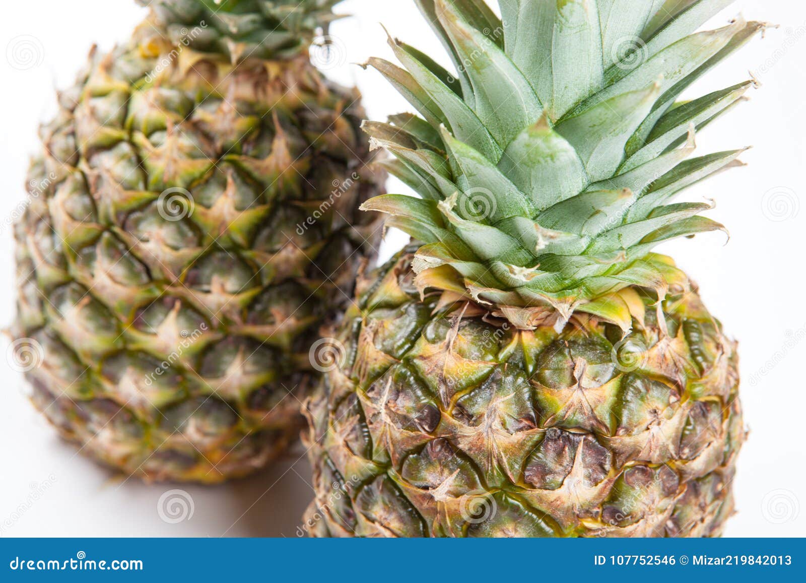 Two Big Pineapples on a White Background Stock Photo - Image of ...