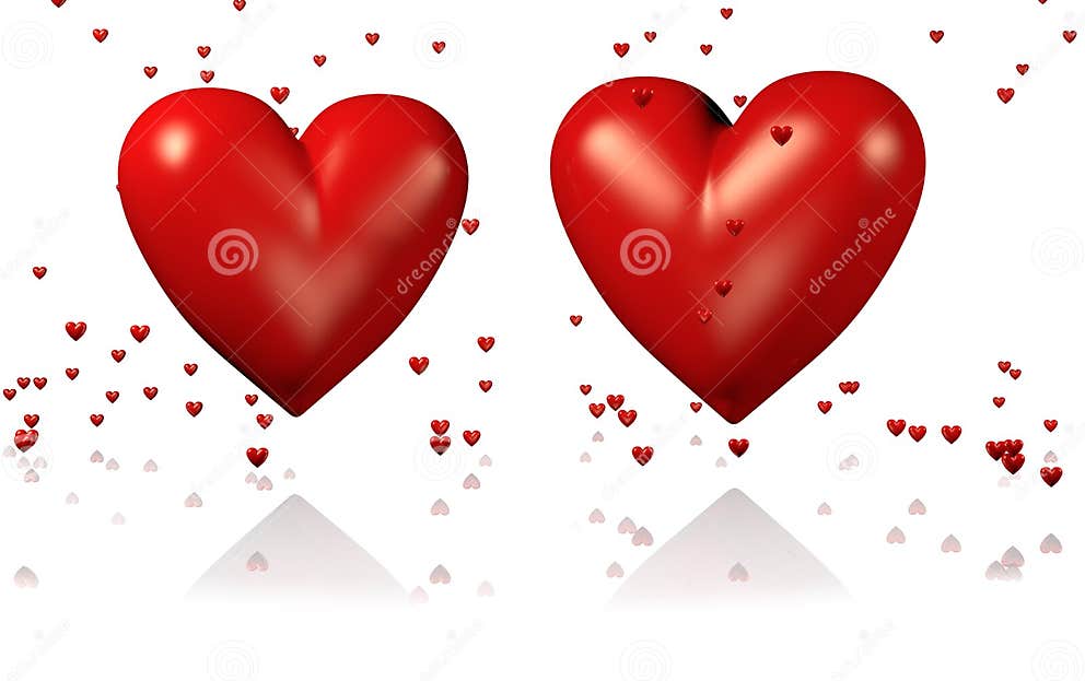 Two Big and Red Hearts with Lots of Tiny Hearts Stock Illustration ...