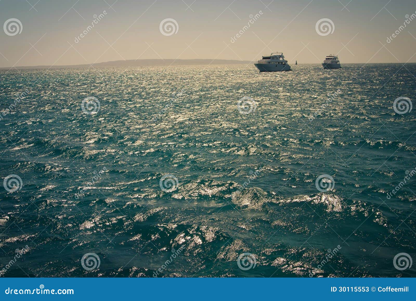 Two ships in the sea stock image. Image of waves, distance - 30115553