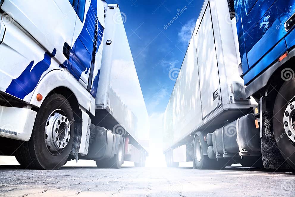 Two big trucks stock image. Image of shine, freight, wheel - 14449789