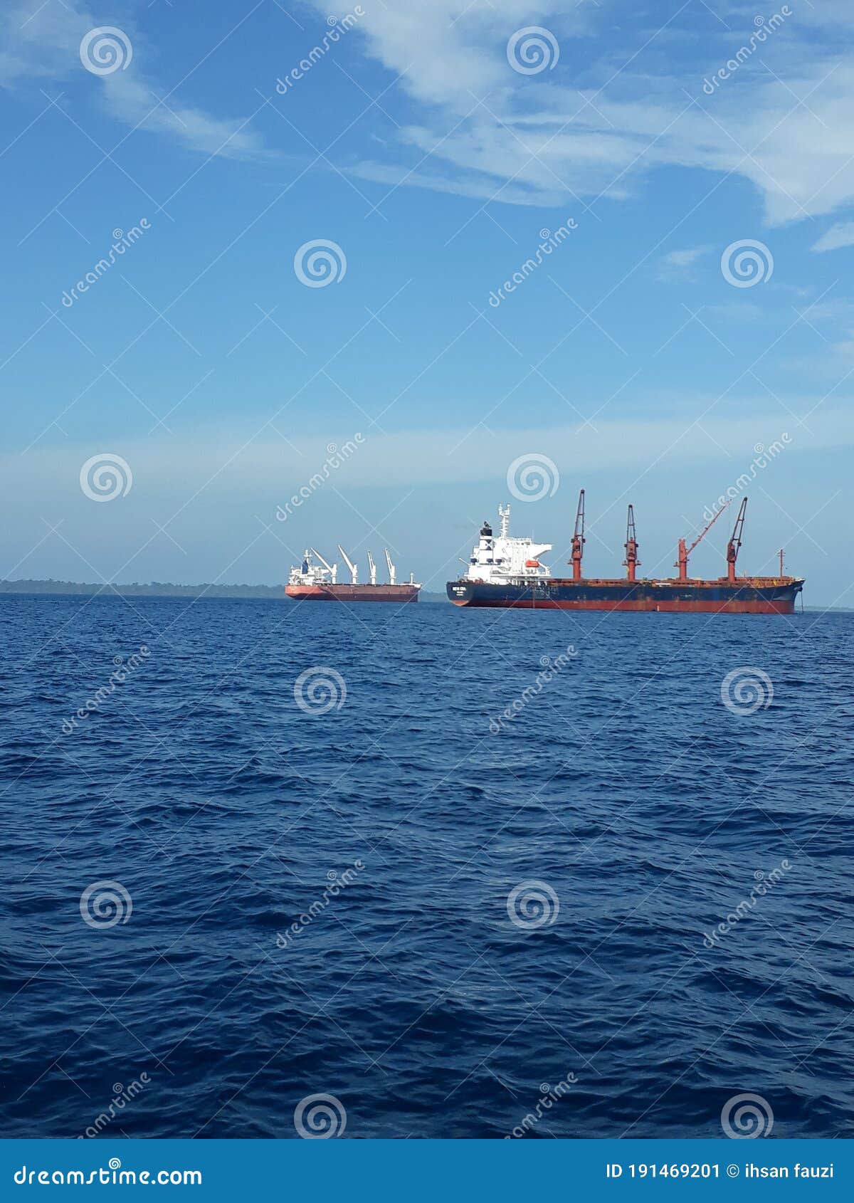 Two big vessel at sea stock image. Image of blue, sunlight - 191469201