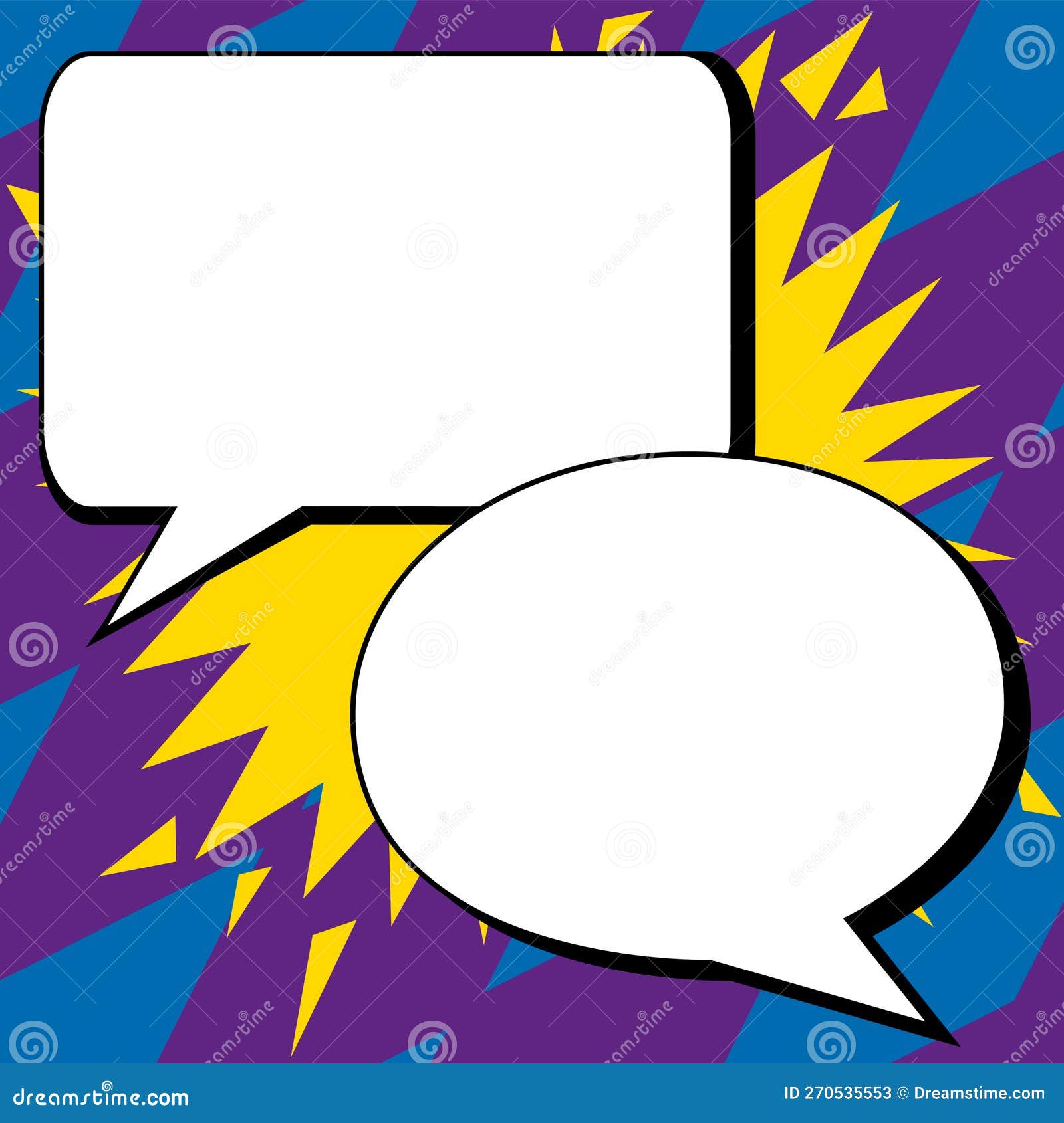 Two Big White Empty Speech Bubbles for Text. Square and Oval Dialog ...