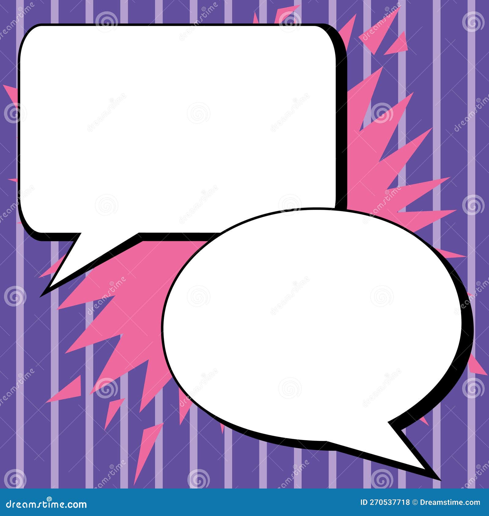 Two Big White Empty Speech Bubbles for Text. Square and Oval Dialog ...