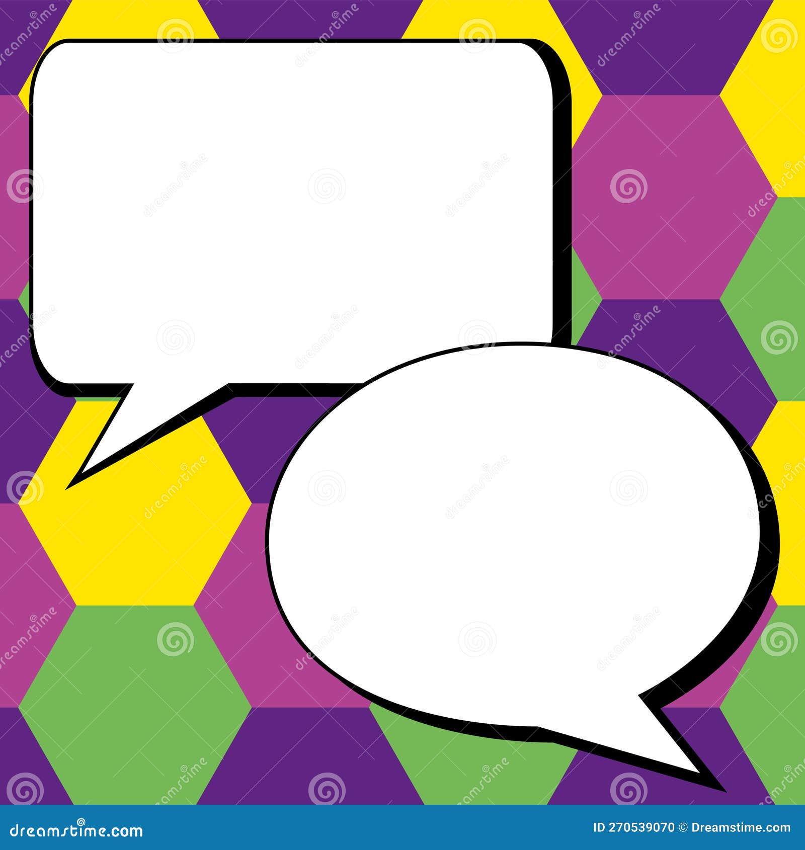 Two Big White Empty Speech Bubbles for Text. Square and Oval Dialog ...