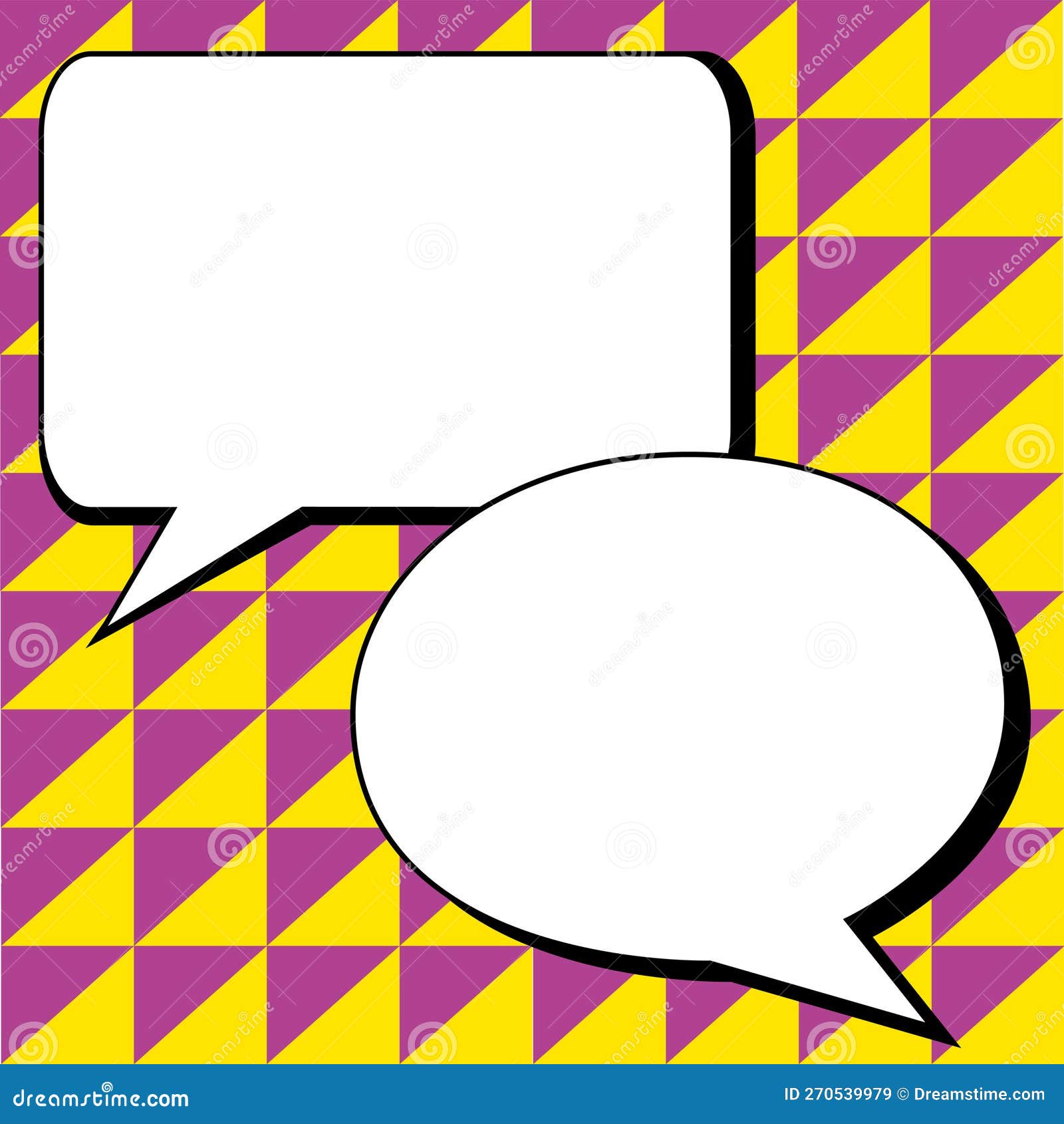 Two Big White Empty Speech Bubbles for Text. Square and Oval Dialog ...