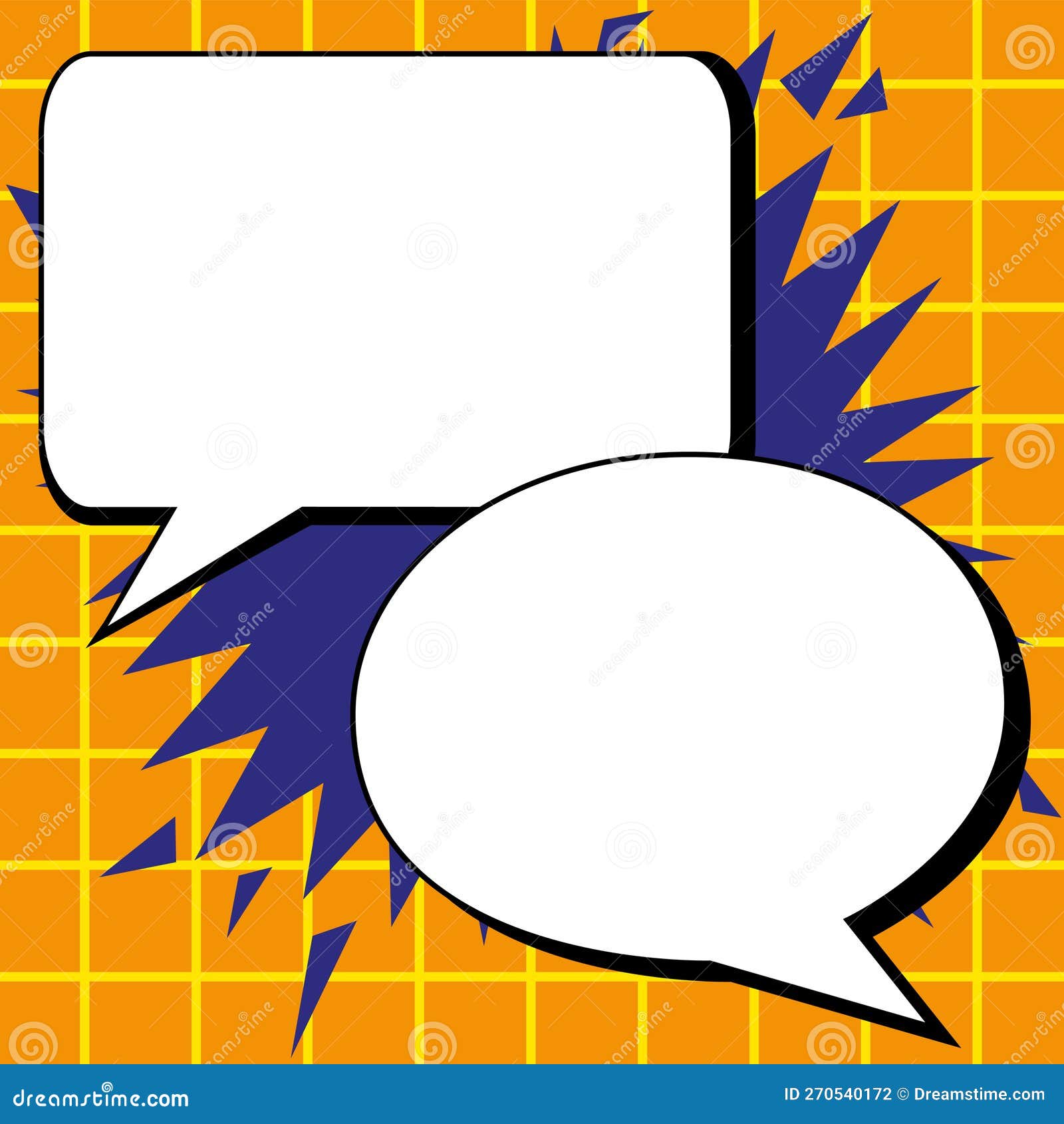 Two Big White Empty Speech Bubbles for Text. Square and Oval Dialog ...