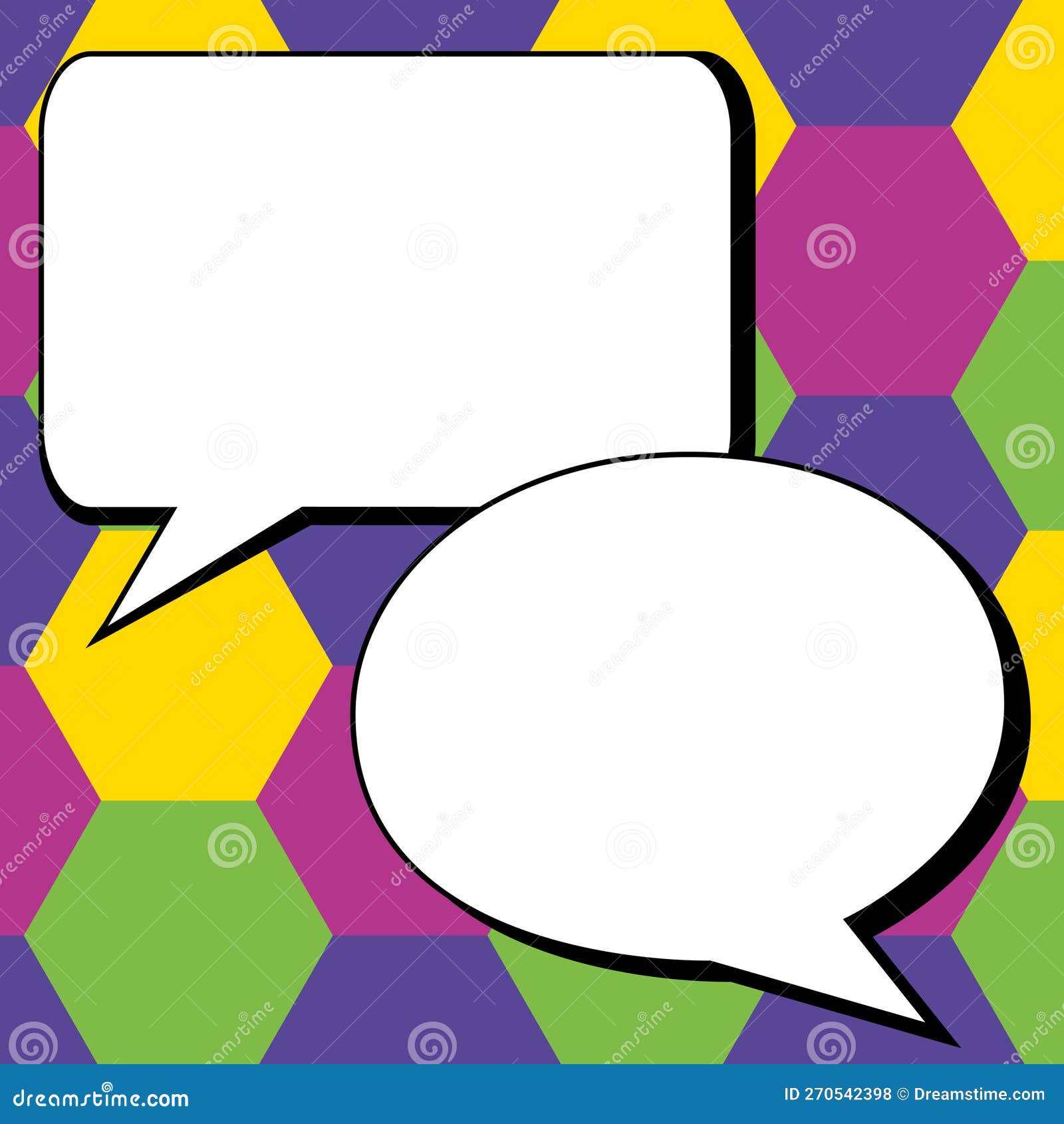 Two Big White Empty Speech Bubbles for Text. Square and Oval Dialog ...