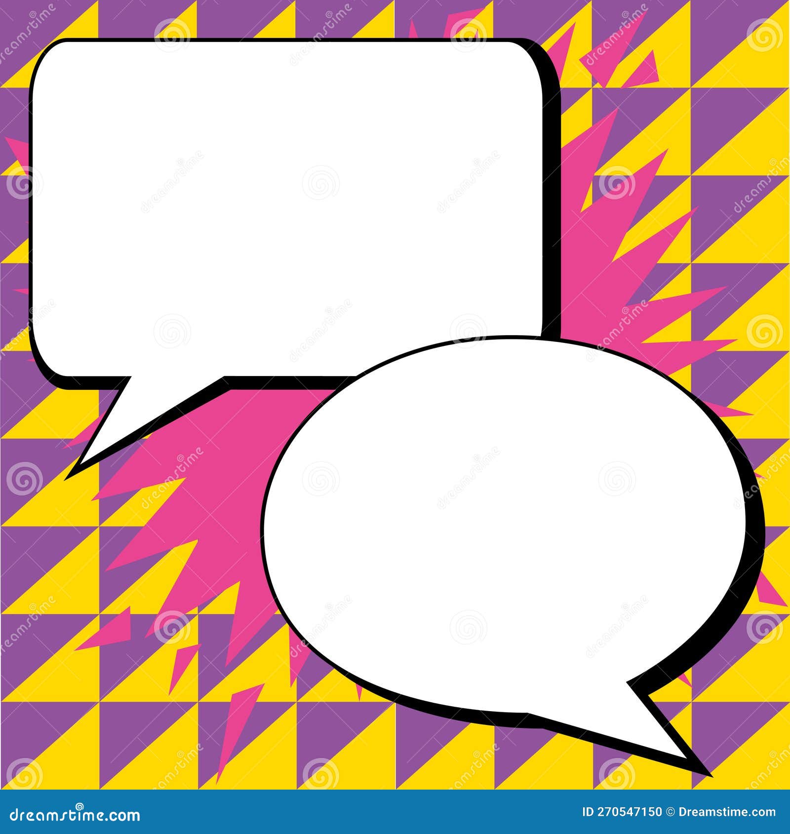 Two Big White Empty Speech Bubbles for Text. Square and Oval Dialog ...