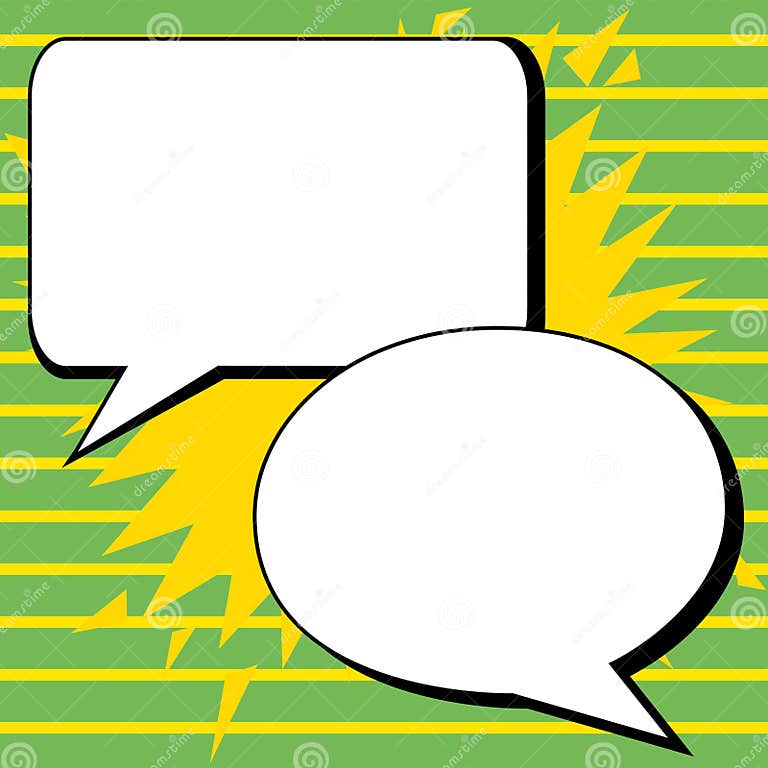 Two Big White Empty Speech Bubbles for Text. Square and Oval Dialog ...