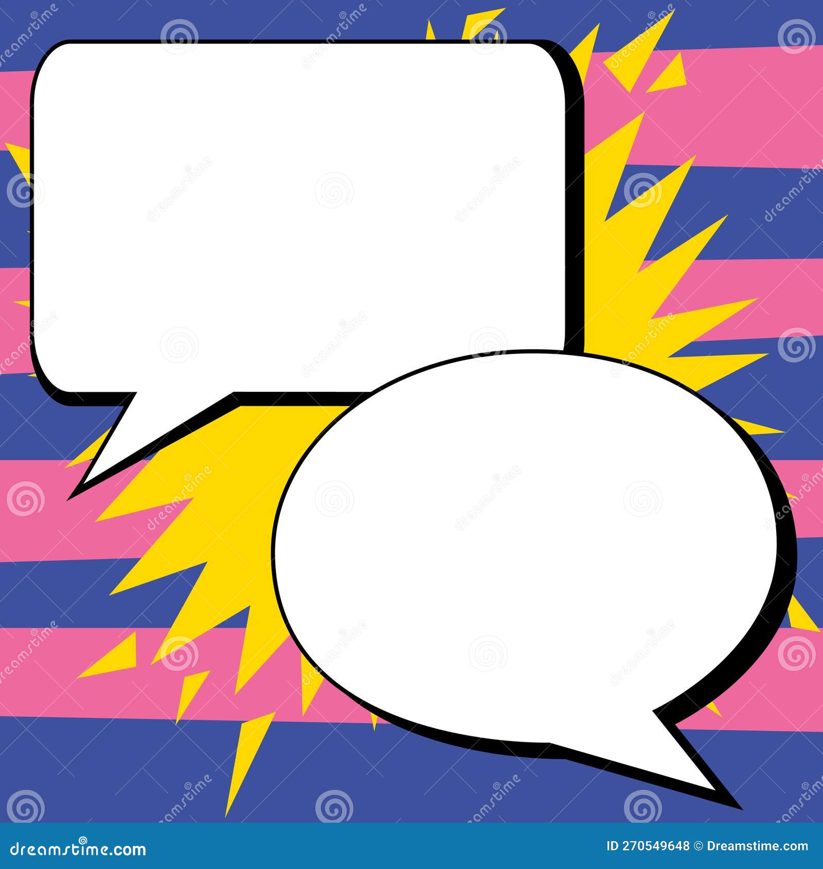 Two Big White Empty Speech Bubbles for Text. Square and Oval Dialog ...
