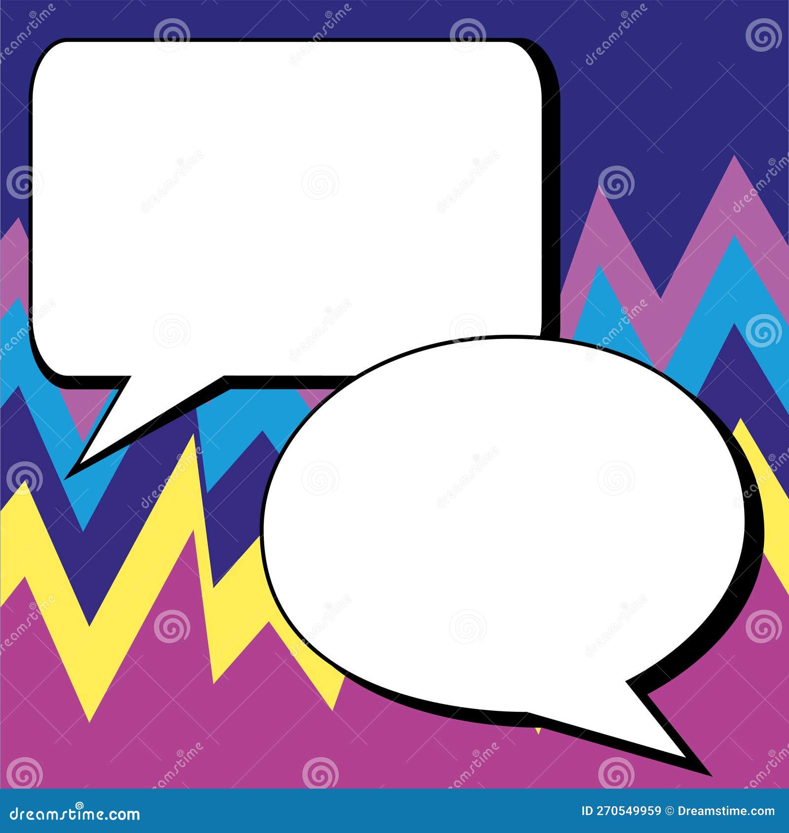 Two Big White Empty Speech Bubbles for Text. Square and Oval Dialog ...