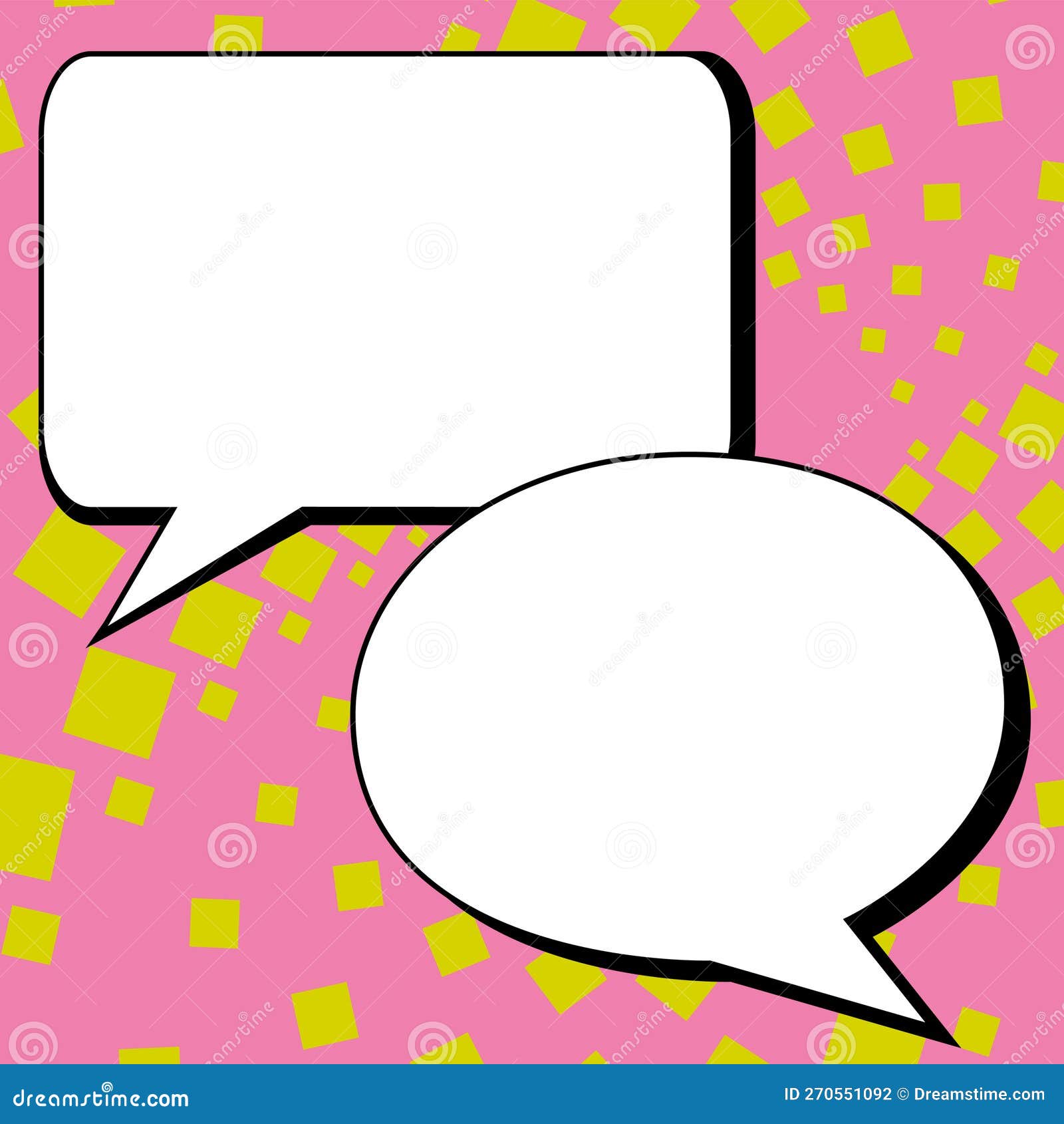 Two Big White Empty Speech Bubbles for Text. Square and Oval Dialog ...