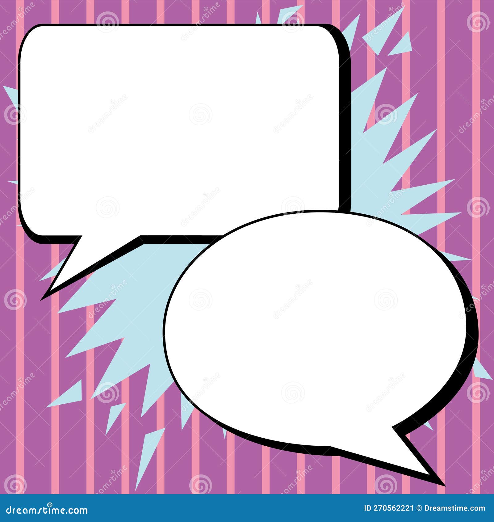 Two Big White Empty Speech Bubbles for Text. Square and Oval Dialog ...