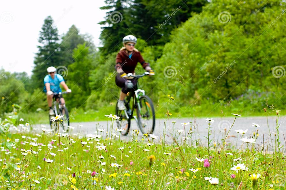 Two bikers stock photo. Image of biking, mountains, enjoyment - 5956420
