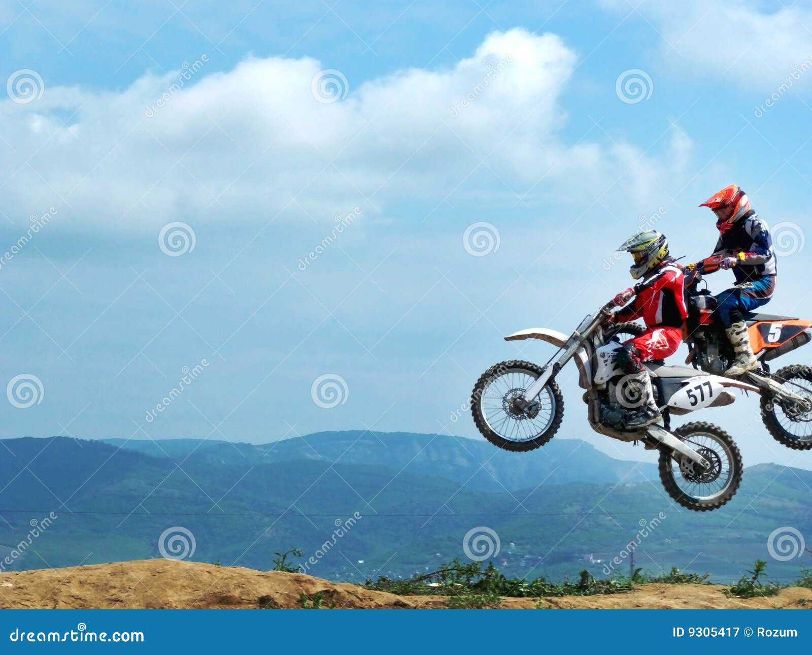 Two bikers. stock image. Image of blue, bikers, compete - 9305417