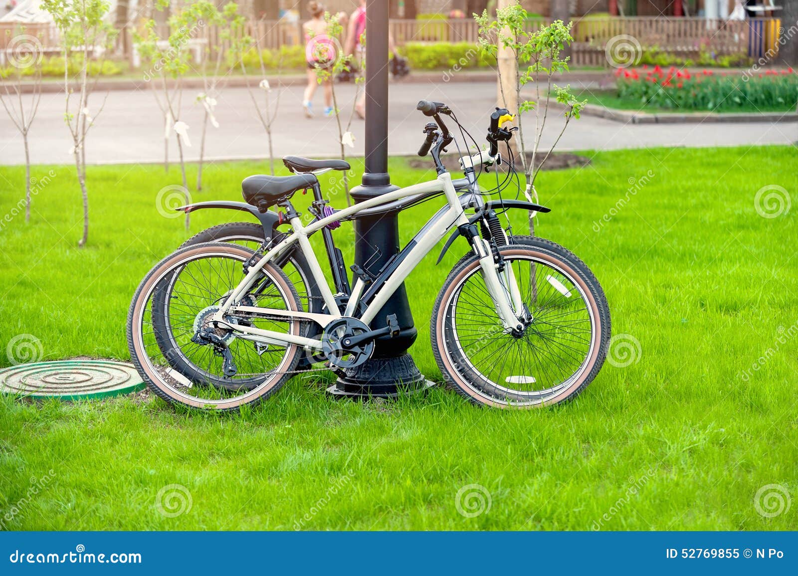 Two bikes in spring park stock image. Image of kitchen - 52769855
