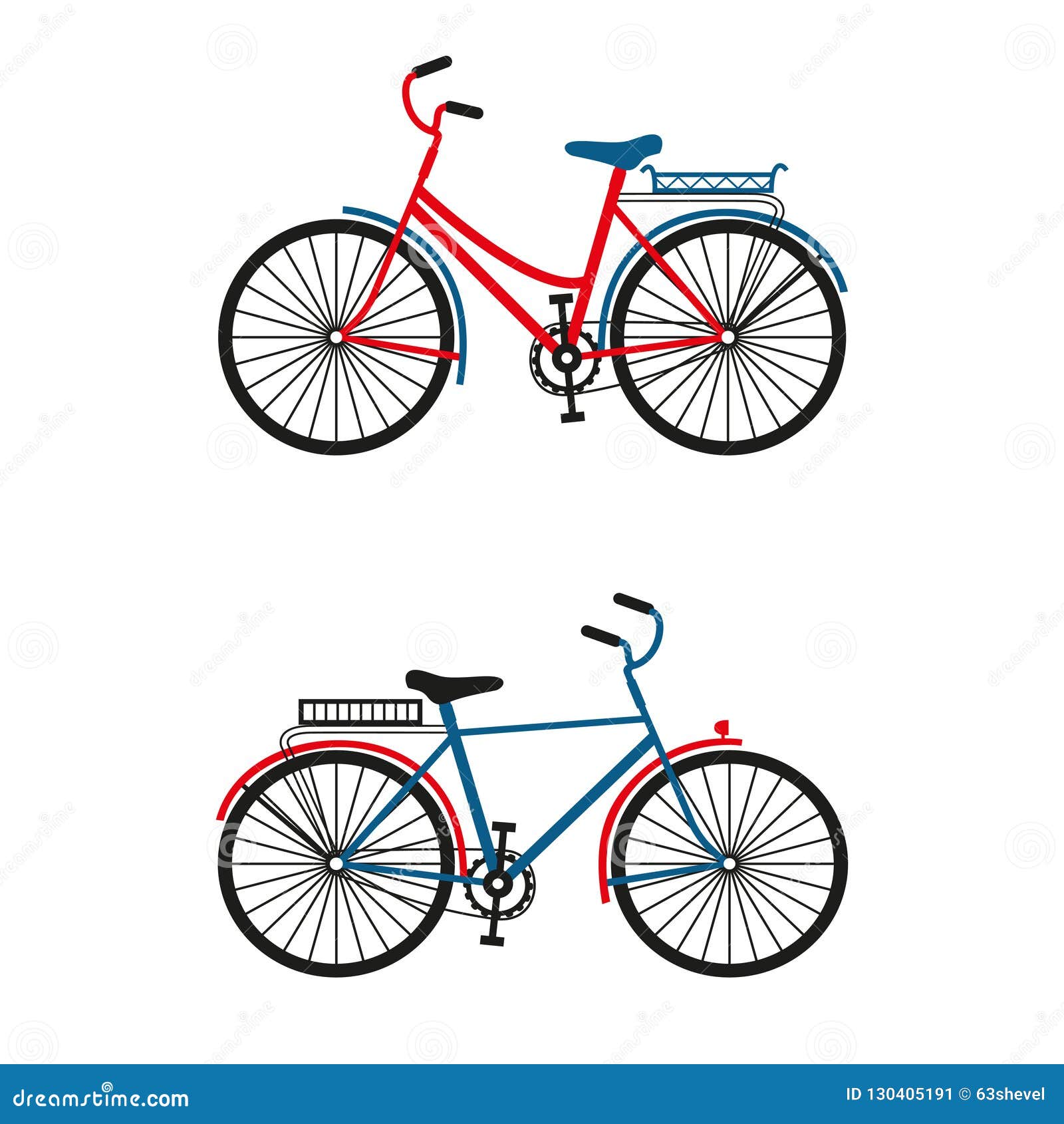 Two Bikes - Vector Illustration Isolated on White Background Stock ...