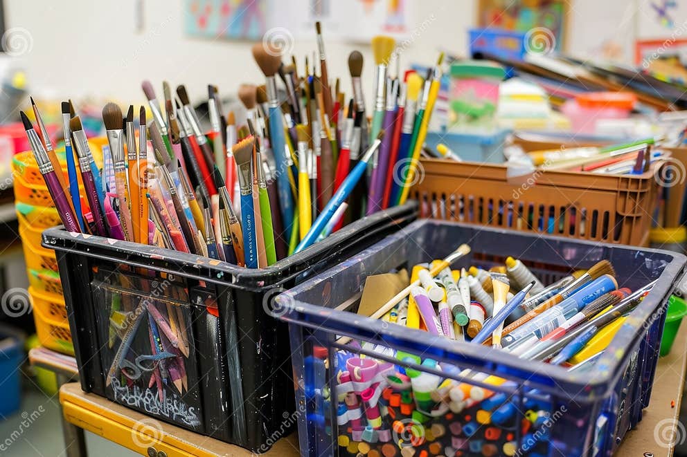 Two Bins Packed with Assorted Art Supplies, Ready for Creative Projects ...