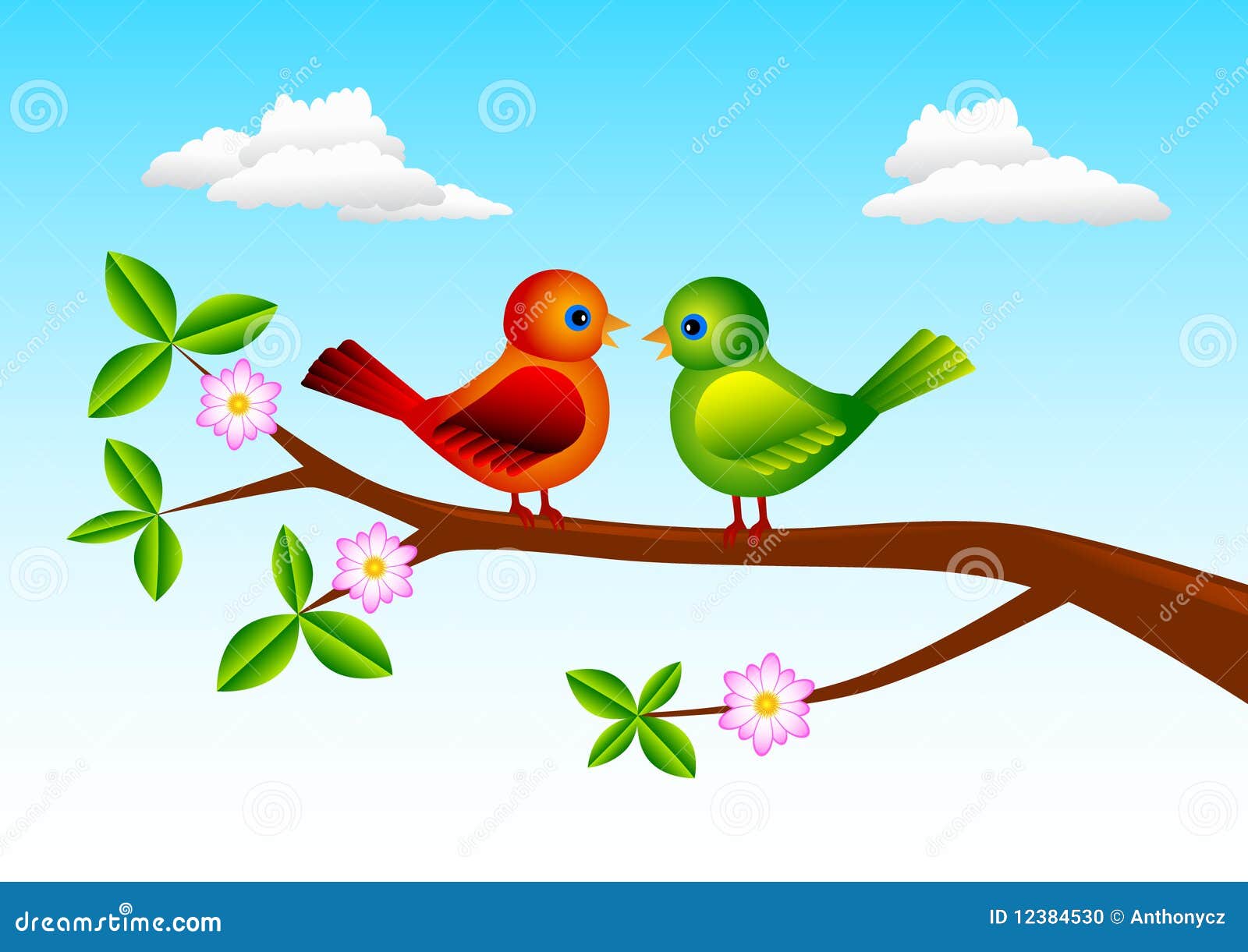 Two birds stock vector. Illustration of botany, garden - 12384530