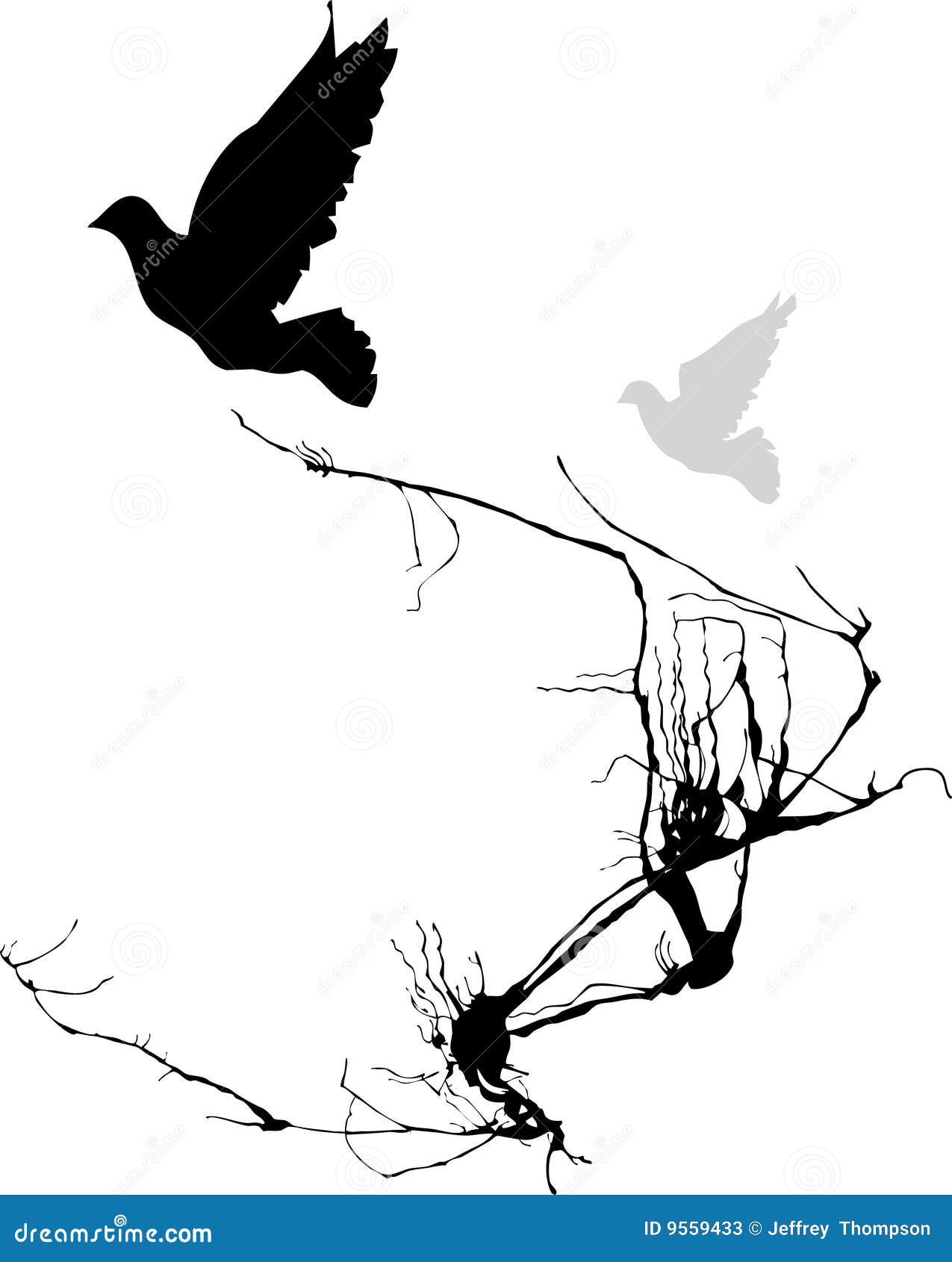 Birds Take Off In Field. Vector Silhouette | CartoonDealer.com #193985340