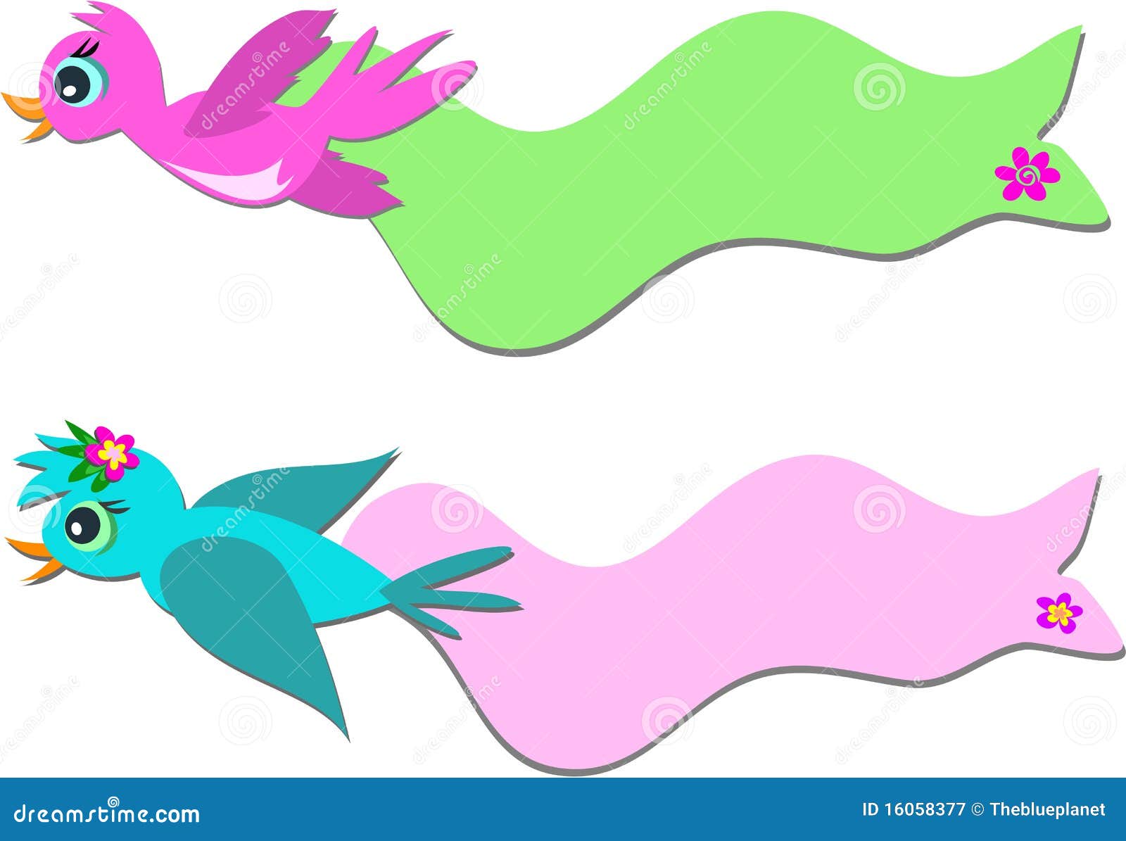 Two Birds with Banners stock vector. Illustration of banner - 16058377