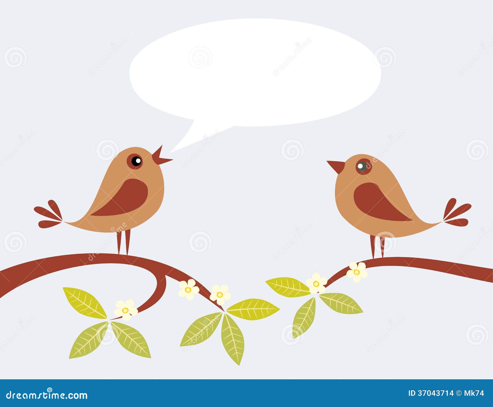 Two birds stock vector. Illustration of branch, cute - 37043714