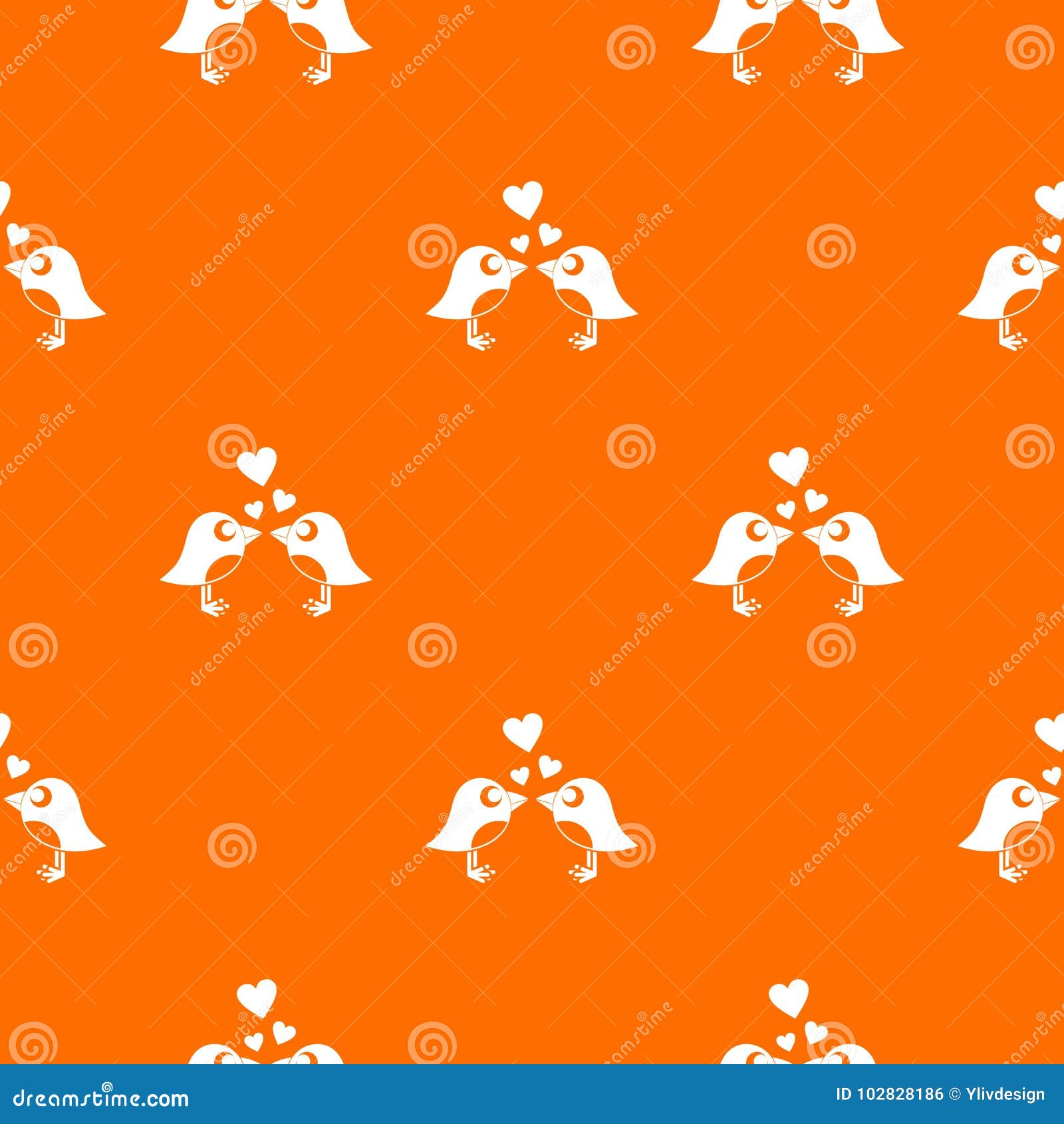 Two Birds with Hearts Pattern Seamless Stock Vector - Illustration of ...