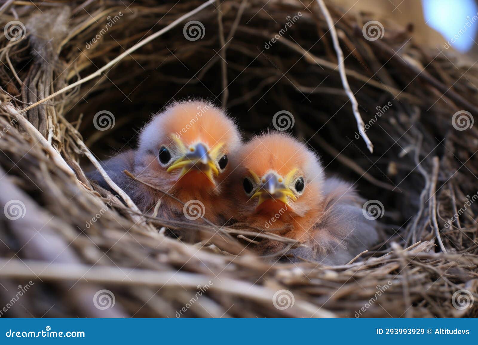 Two Birds Inside a Nest with Chicks Stock Illustration - Illustration ...