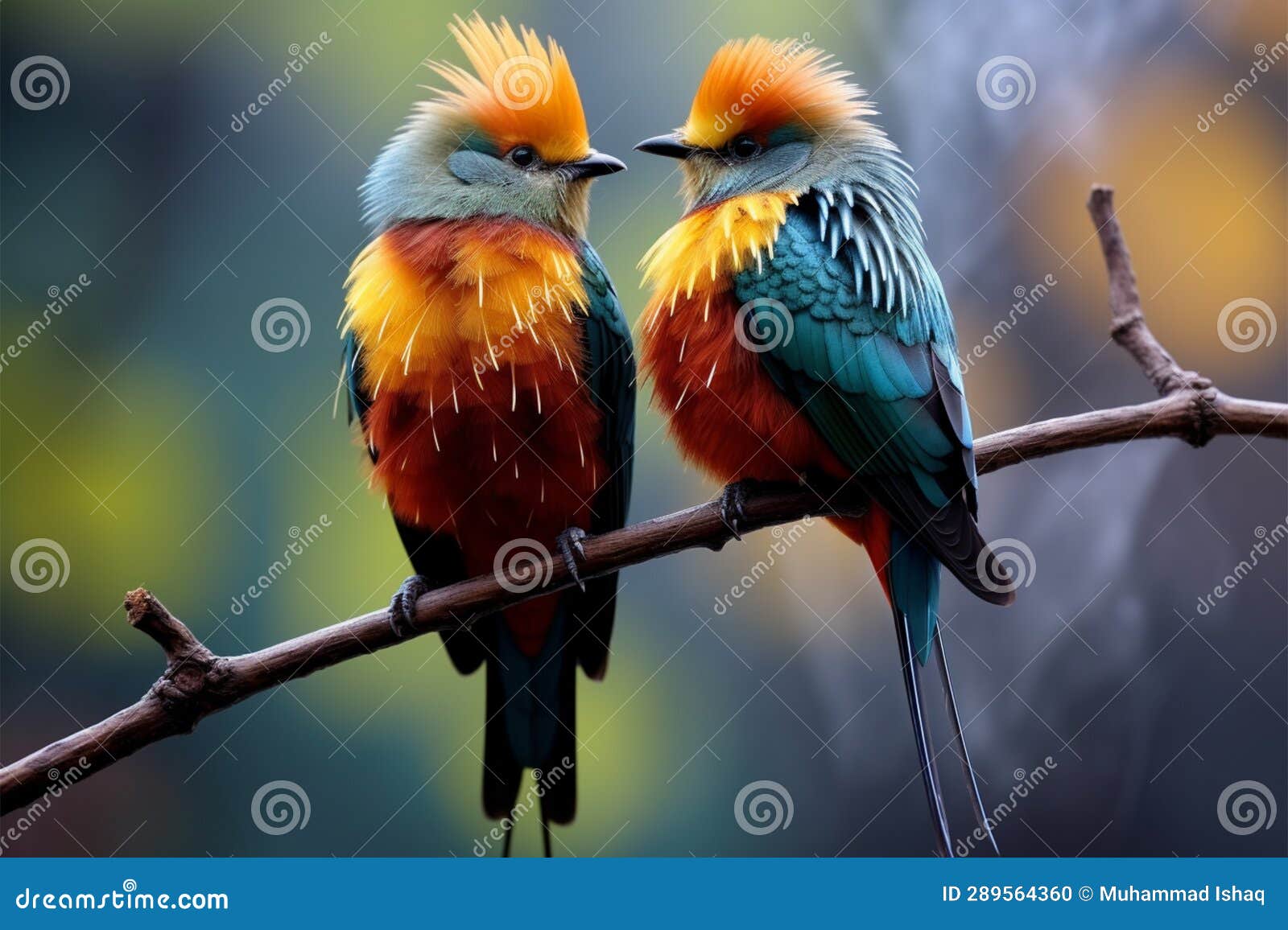 Two Birds Perched Harmoniously Together on a Tree Branch Stock ...